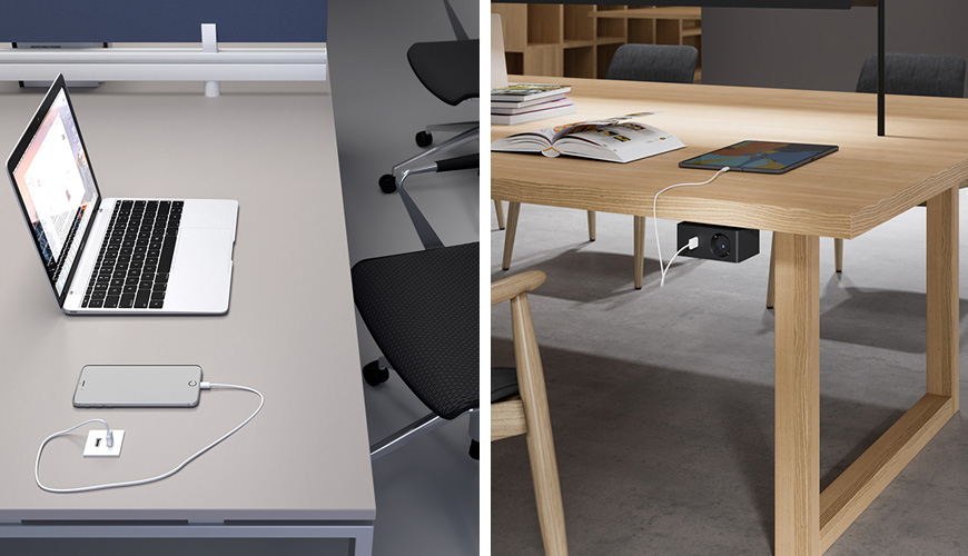 Tyylikäät tasoon asennettavat pistorasiat keittiössä, työpisteellä ja ...